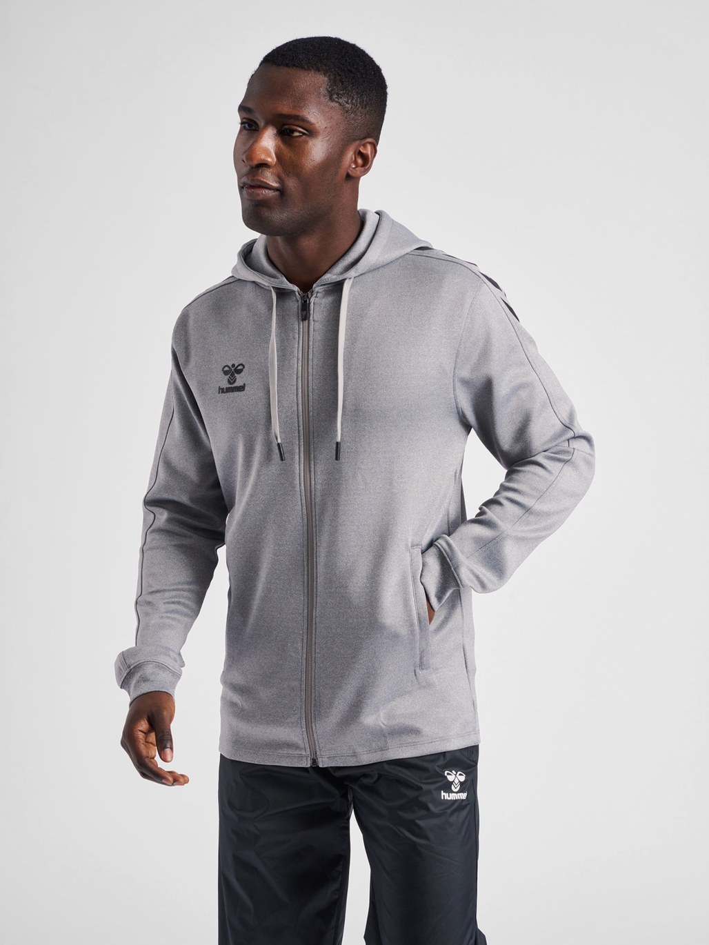 hummel CORE XK POLY ZIP HOOD SWEAT - GREY MELANGE | hummel.net
