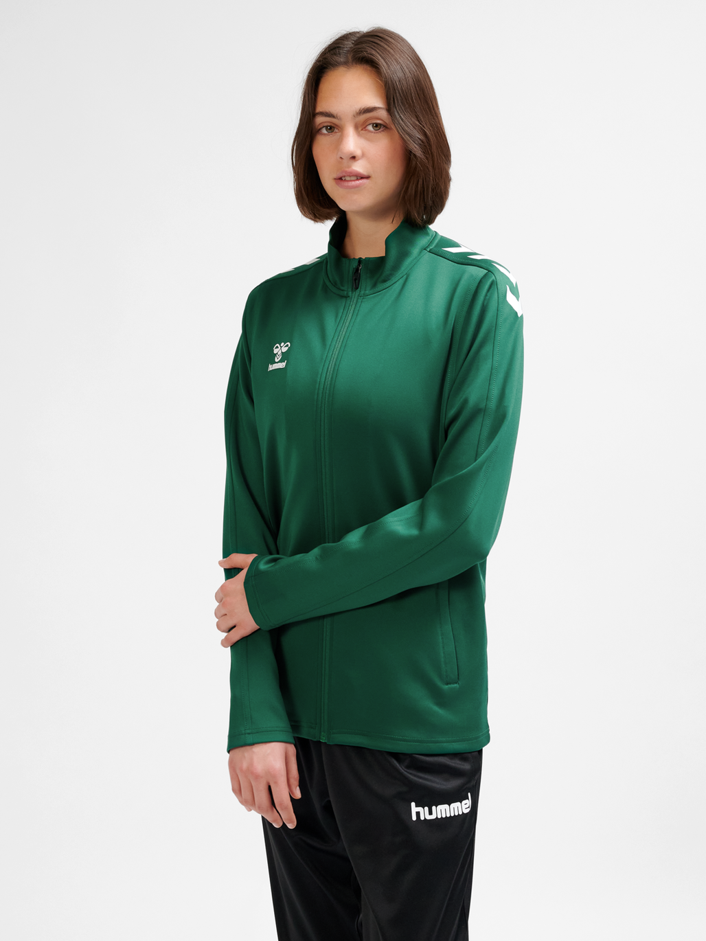 hummel CORE XK POLY ZIP SWEAT WOMAN - EVERGREEN | hummel.net