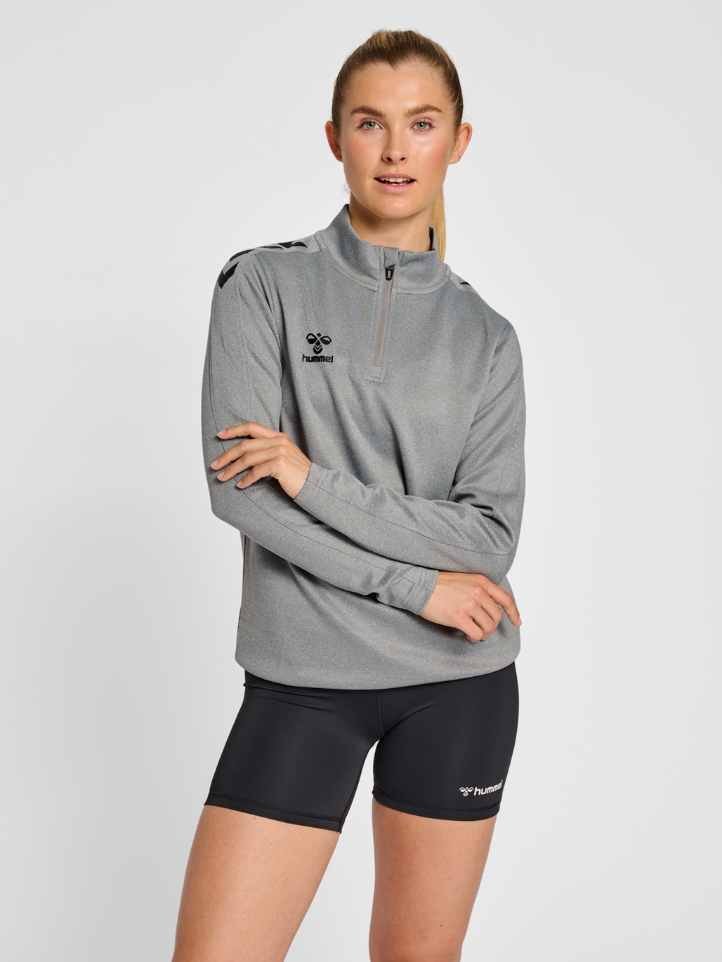 hummel CORE XK HALF ZIP SWEAT WOMAN - GREY MELANGE | hummel.net