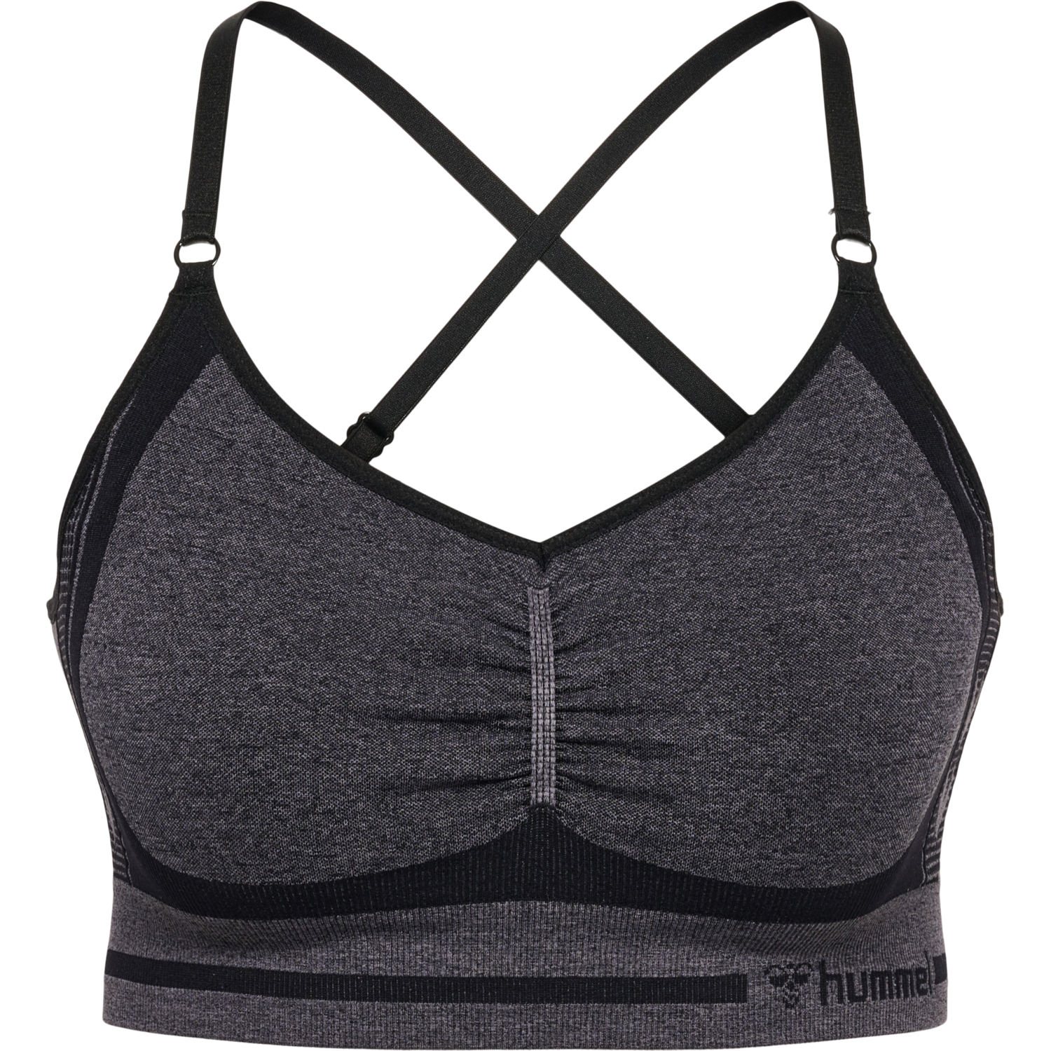 hummel MT LULU SEAMLESS SCRUNCH BRA - BLACK MELANGE | hummel.net
