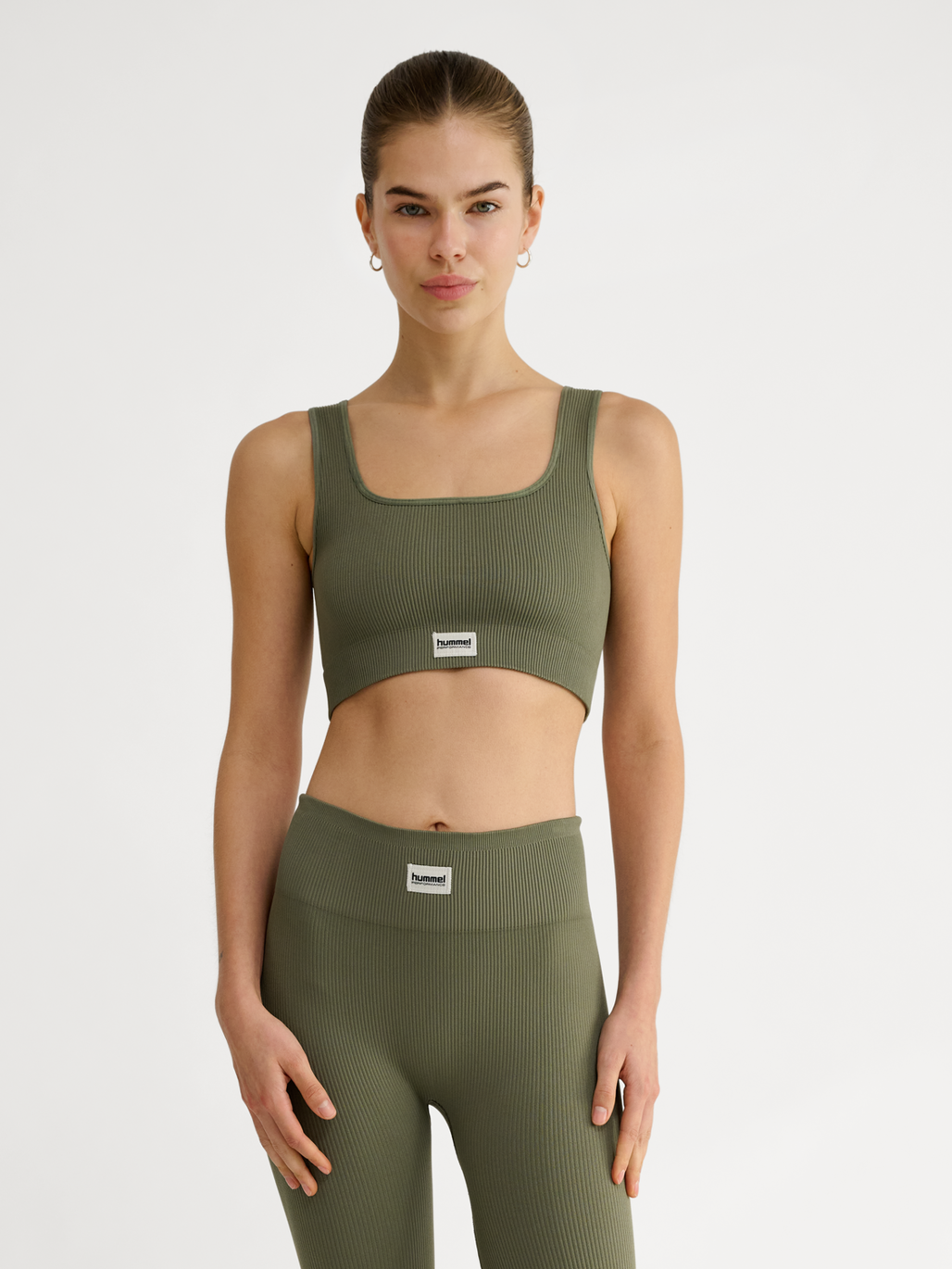 hummel PULSE SEAMLESS RIB BRA - DUSTY OLIVE | hummel.net
