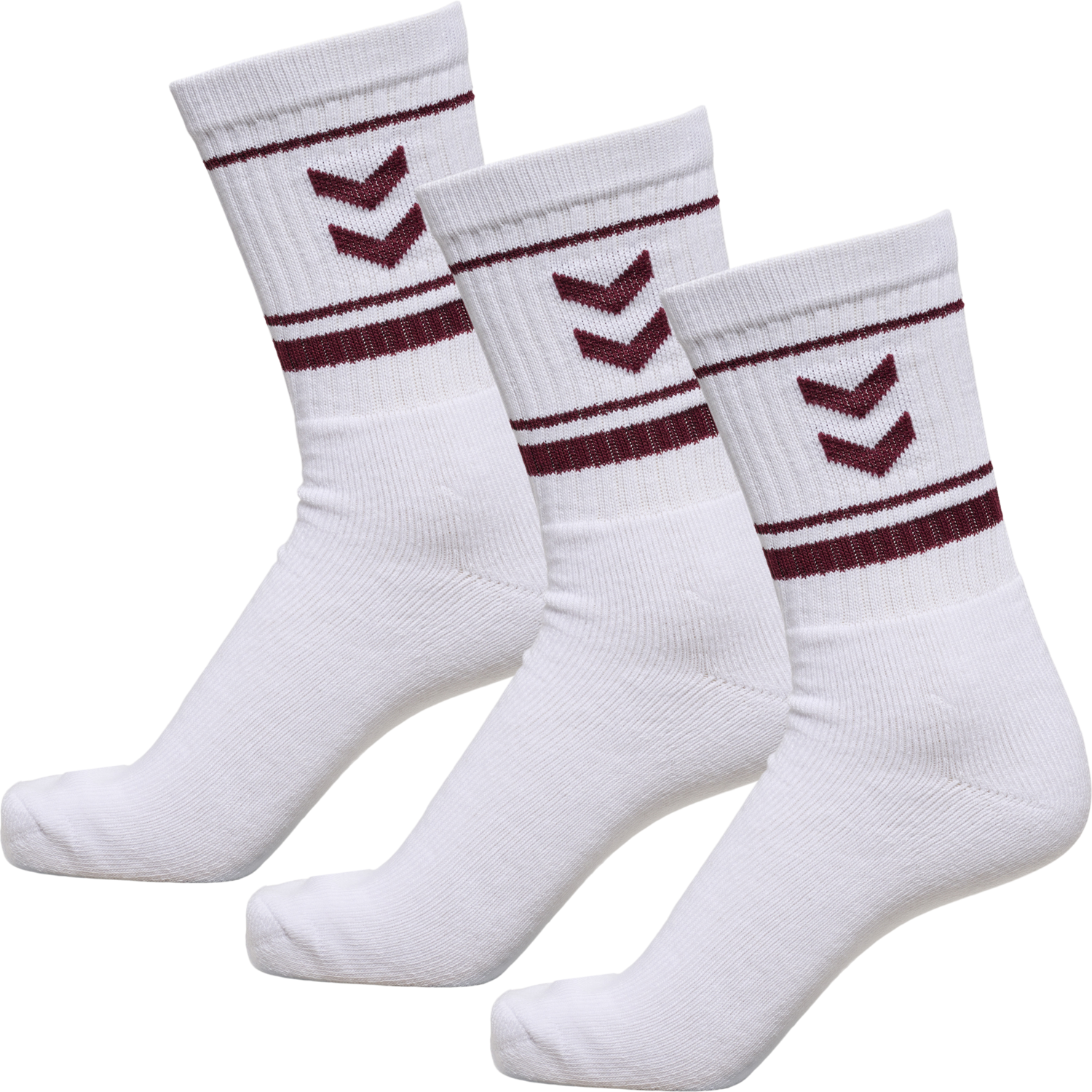 hummel STRIPE CREW 3-PACK SOCKS - BURGUNDY | hummel.net